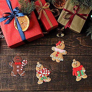 GuassLee 12 Pack Gingerbread Man Ornaments for Christmas Tree Decorations, 3 inch Tall Gingerman Hanging Charms Christmas Tree Ornament Holiday Decorations