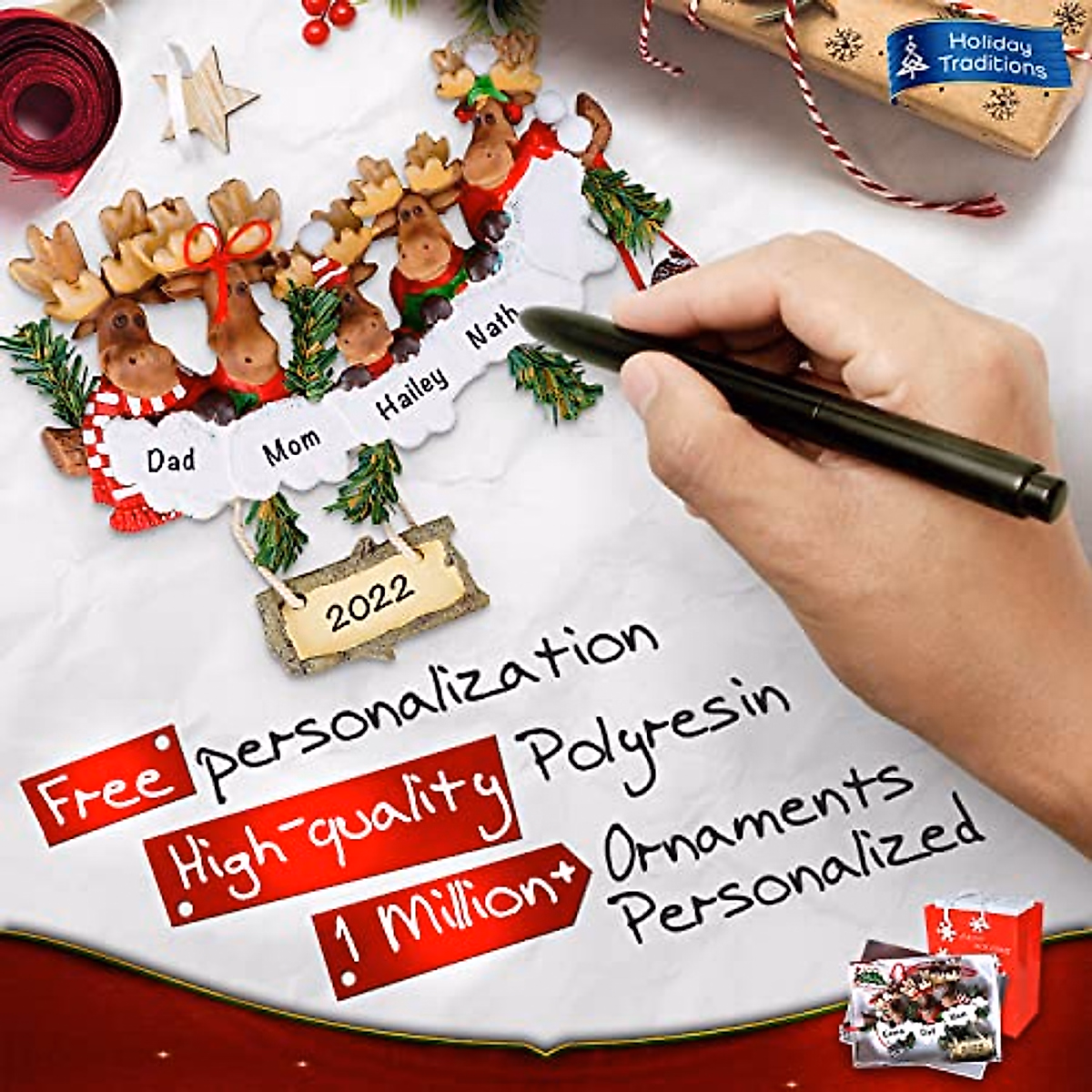 Cabin Personalized Christmas Ornaments 2023 - Fast & Free 24h Customization – Rustic Log Cabin Christmas Decorations with Name - Comes Gift-Wrapped