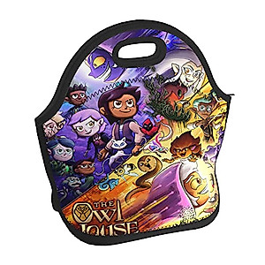 atgzfdr The Owl Anime House Lunch Bag Neoprene Zipper Lunch Box Insulated Picnic Bag Lightweight Tote Bags 11.4x11x5.5 Inches