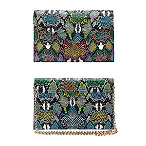 JOBEDE Snakeskin Envelope Clutch Handbag Evening Party Prom Chain Bag Women Shoulder Crossbody Bag