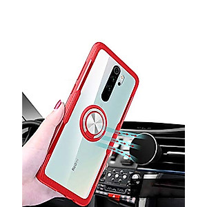 Redmi Note 8 Pro Case,360° Rotating Ring Kickstand Protective Case,Silicone Soft TPU Shockproof Protection Thin Cover Compatible with[Magnetic Car Mount] for Xiaomi Redmi Note 8 Pro (Navy/Silver)