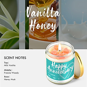 AOOVOO Anniversary Candle for Couple - Happy Anniversary, Vanilla Scented Soy Wax Candle, Scented Candles, Scented Candles, Soy Candle, 9oz