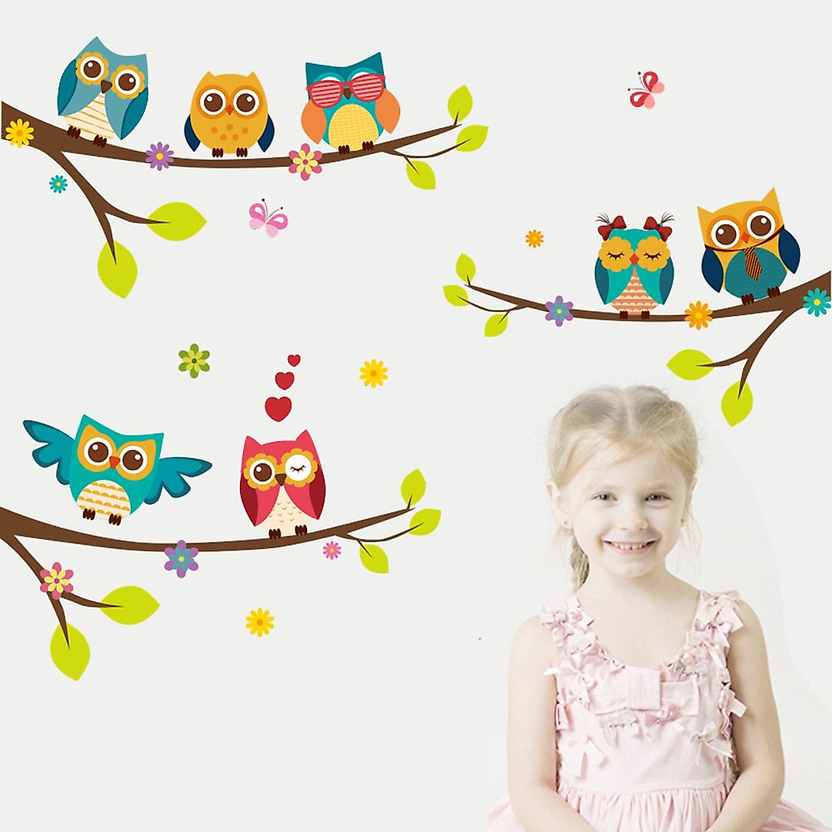 ElecMotive Wall Stickers of Tree Owls Wall Decals for Kids Rooms Nursery Baby Boys & Girls Bedroom