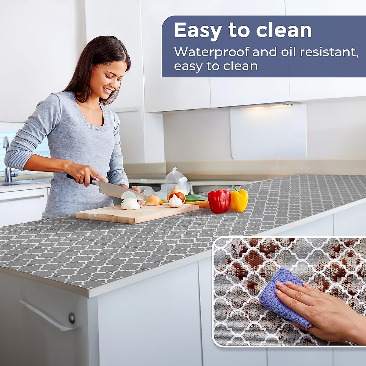 Coavas Drawer and Shelf Liner Non-Adhesive Cabinet Liners Strong Non-Slip Durable Waterproof Shelf Liner for Kitchen Shelves, Cupboard, Desks, Grey, 12 in X 10 FT