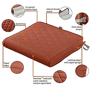 Classic Accessories Montlake FadeSafe Water-Resistant 21 x 19 x 3 Inch Rectangle Outdoor Quilted Seat Cushion, Patio Furniture Chair Cushion, Spice