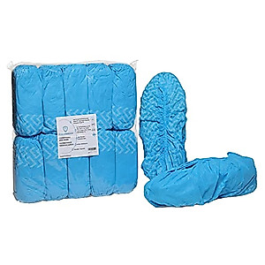 PedaShield 110 Premium Thick Extra Large Disposable Boot & Shoe Covers XL, Non Slip Blue Booties, Water Resistant Foot Protectors, Construction Durable 42GSM for Indoors Outdoors, US Men 13, Women 15