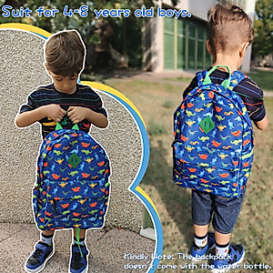 VX VONXURY School Backpack for Boys, Lightweight Kids Backpack Preschool Toddler Kindergarten Bookbag with Front Chest Buckle,Blue Dinosaur