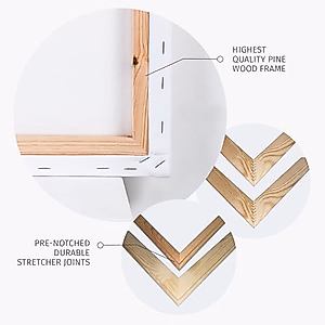 PIXY CANVAS Value Pack of 3 Stretched Canvas 24x36 inch, 3/4 (0.75) inch deep for Your Paintings/Artwrok/Wall Art/Wall Decor (Pack of 3 Canvas, 24 x 36 inch, Landscape)