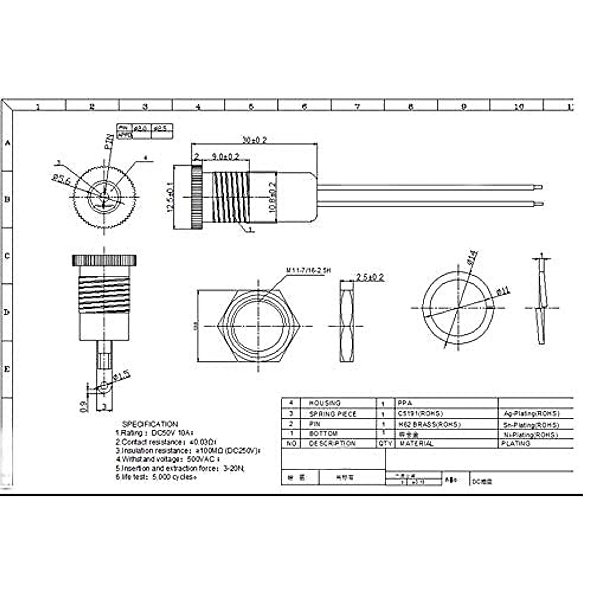 WELLSTRONG 5521 5525 high Current, IP67 68 Waterproof Charging Cable DC Replacement for Hoverboard Charger Port for Electric Smart Self-Balancing Scooter etc.