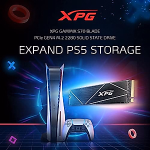 XPG 2TB GAMMIX S70 Blade - Works with Playstation 5, PCIe Gen4 M.2 2280 Internal Gaming SSD Up to 7,400 MB/s (AGAMMIXS70B-2T-CS)