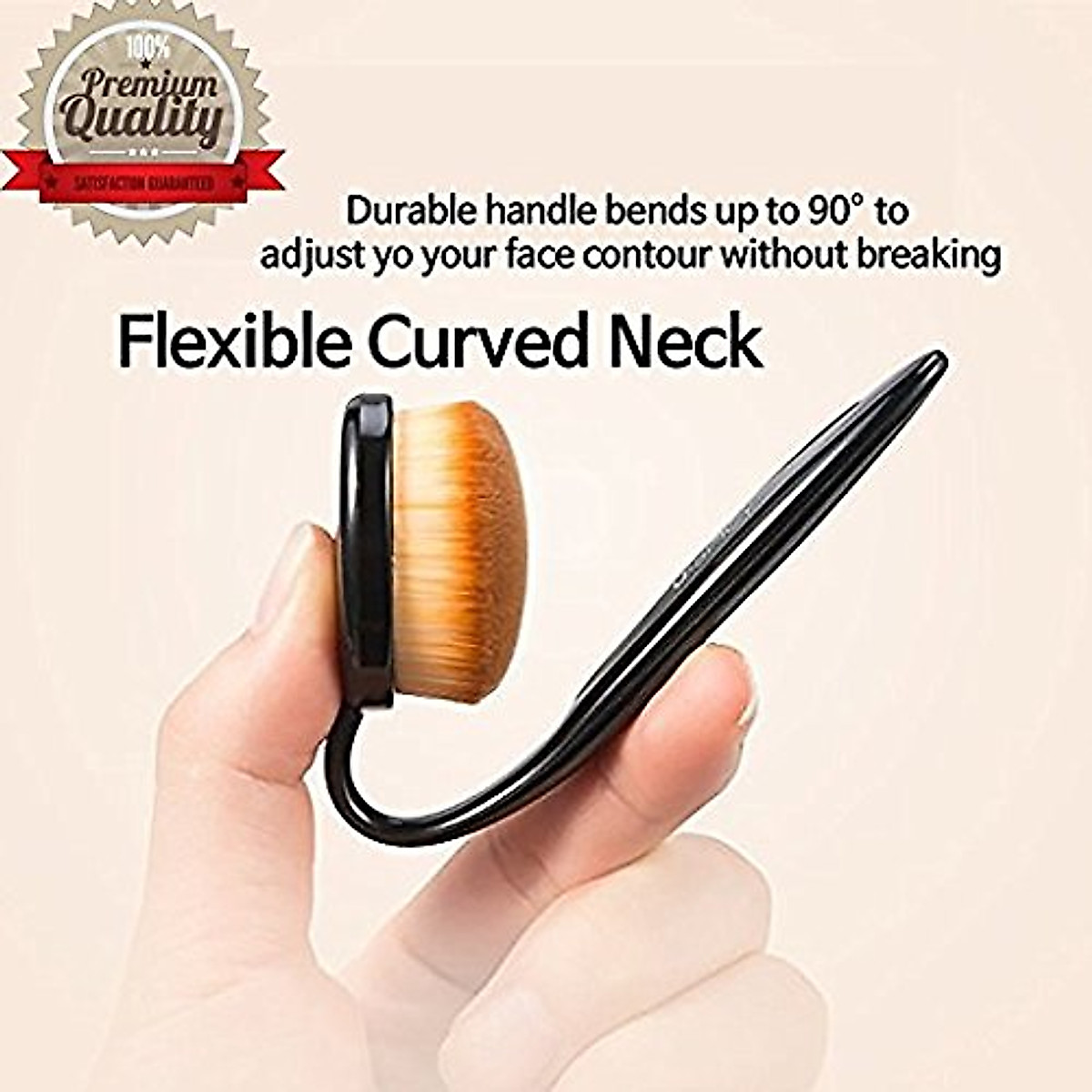 Beautia Oval Makeup Brush 2X Large Size Fast Flawless Application Liquid Cream Powder Foundation