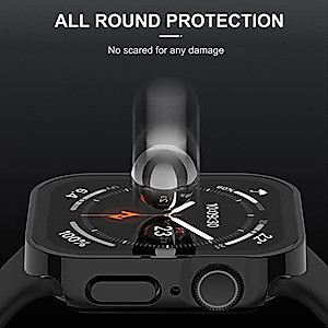 Adepoy 2 Pack Hard Case Compatible with Apple Watch 45mm Series 9 Series 8 Series 7 with Tempered Glass Screen Protector, Black Ultra-Thin Durable Protective Cover for iWatch