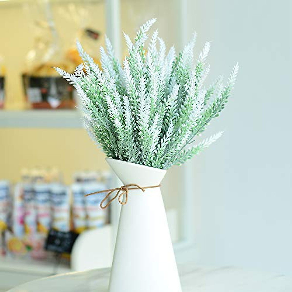TYEERDEC Artificial Flowers 6 Bundles Lavender Bouquet for Wedding Home Office Decoration - White