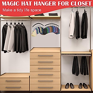 NAKBINX Hat Hanger for Closet, 2 Pack Metal Hat Organizer for Baseball Caps, 360° Rotation Hangers Space Saving with 30 Rubber Coated Clips, Foldable Hat Rack, Organizer&Display for Legging/Pant
