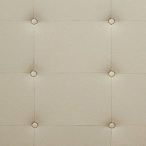 Zinus Ibidun Upholstered Button Tufted Platform Bed/ Mattress Foundation/ Easy Assembly/ Strong Wood Slat Support, Queen, Beige