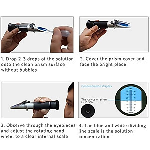 Agatige Portable Refractometer, 0-90% Digital Brix Refractometer Sugar Content Hydrometer Automatic Temperature Compensation Grape Wine Extractor Tester Machine for Honey, Maple Syrup