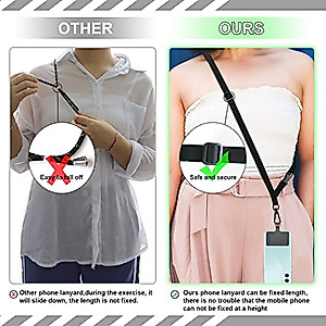 ROCONTRIP Phone Lanyard Universal Crossbody Cell Phone Lanyards Multifuctional Nylon Patch Adjustable Shoulder Neck Strap Compatible with Most Smartphones(Pure Black)