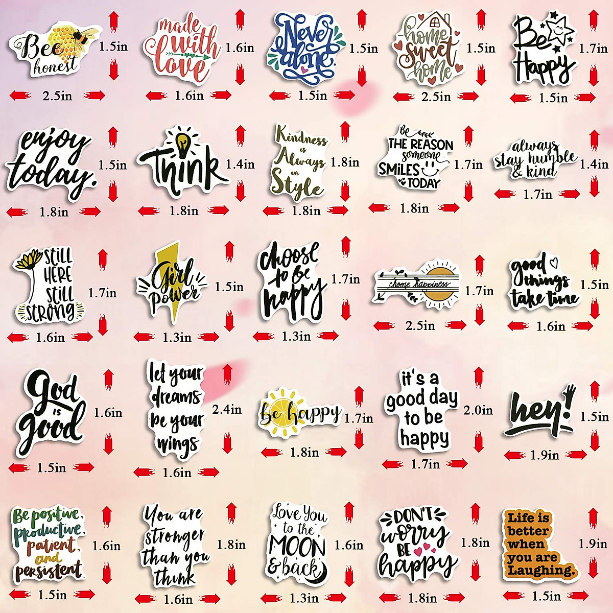 LIFEBE 50Pcs/Pack Inspirational Stickers for Water Bottles, Motivational Stickers for Teens, Students, Teachers, Employees, Vinyl Waterproof Durable Laptop Sticker Decals for Computer