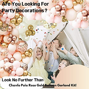 Chanfo Pola 142pcs Rose Gold Balloon Arch Kit Macaron Orange Balloon Garland, 18"12"10"5" Metallic Rose Gold, Gold Balloons, Rose Gold Confetti Balloon with 4D Globos for Nice Party Decorations