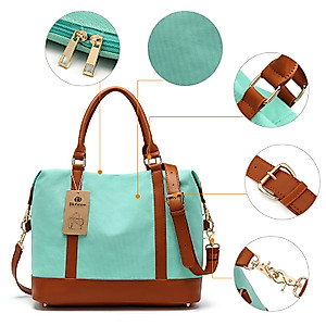 Bluboon Women Ladies Canvas Weekender Bag Overnight Carry-on Tote Duffel in Trolley Handle (MintGreen)