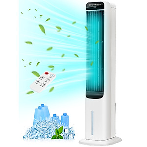 KEGIAN Cooling Fan That Blow Cold Air, Portable Evaporative Air Cooler, Swamp Cooler with 80°Oscillation, 3 Modes, 12H Timer, Remote, Bladeless Tower Fan for Home, Office, and Bedroom (41'')
