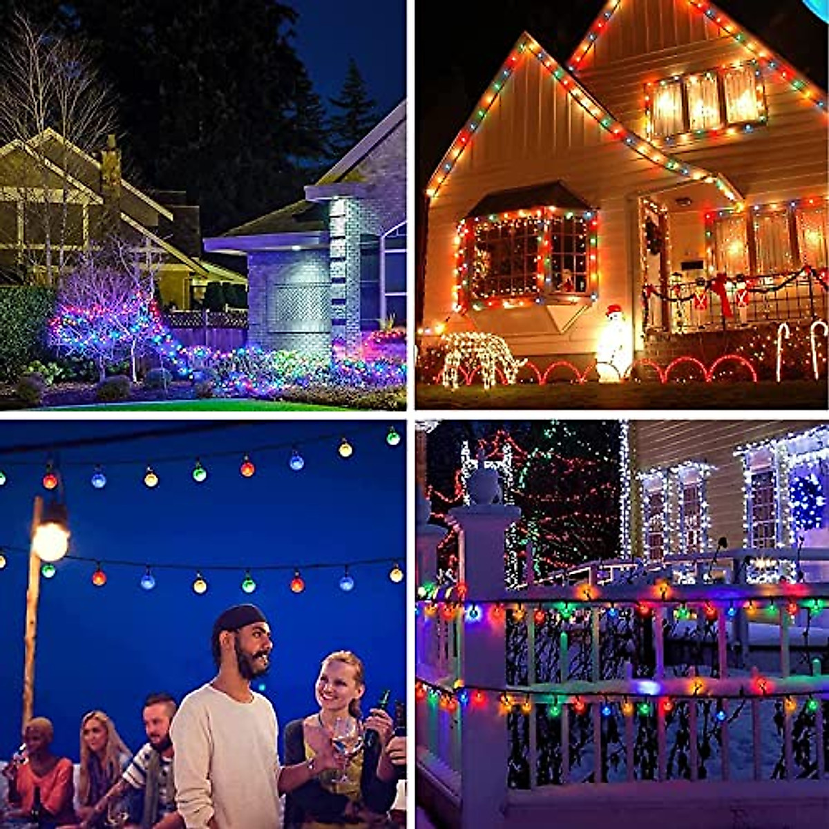 Bollengold Solar Outdoor String Lights 60LED Crystal Globe Lights 8 Mode 8M/26Ft Indoor/Outdoor Solar String Lights Waterproof for Garden Patio Yard Home Festival Party Wedding(Multi-Coloured)