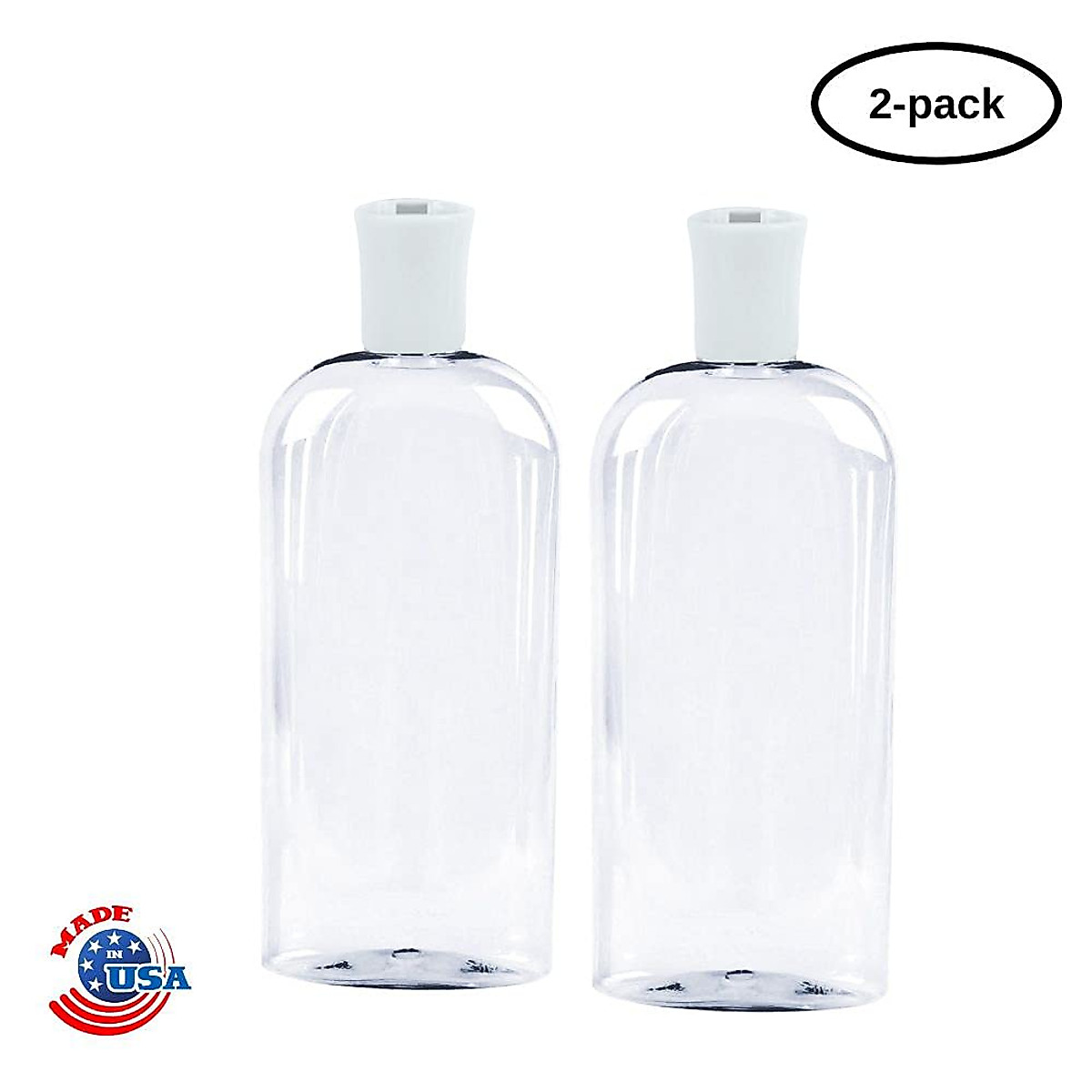 JNDUBZ Plastic Squeeze Bottle with Flip Cap 8 Oz - Refillable Portable, Travel Size, Leak Proof and Reusable for Household Use, Shampoo, Conditioner, Cleaning Solutions (2 Pack, 473 ml)