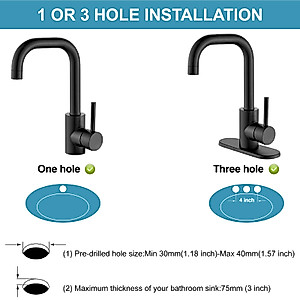 Midanya Wet Bar Faucet,Single Hole Handle Swivel Spout Bathroom Sink Faucet Utility Bar Mixer for 1 Hole Outdoor Kitchen Faucet Laundry Camper Farmhouse RV Vanity Faucet with Deck Plate,Matte Black