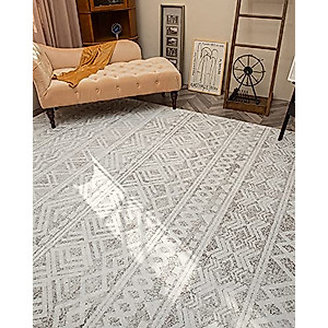 Boho Area Rug 8x10 Feet Modern Area Rug Neutral Carpet for Bedroom Decor, Livingroom Decoration Ideas, Play Room