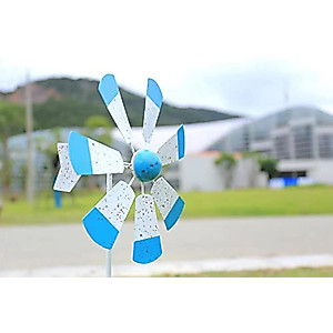 YYWMWM Wind Spinner 31" Large Vertical Windmill Metal Sculpture Garden Decoration Lawn Ornaments Yard Art Decor Outdoor Pinwheel for Patio (Blue)