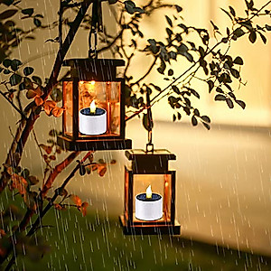 CXMYKE 8pcs Reusable Solar Tea Lights Outdoor Waterproof - Rechargeable LED Tealight Candles with Dusk to Dawn Light Sensor - Great for Lantern, Garden Camping and Home Decor, 2.3”H × 2.3”D