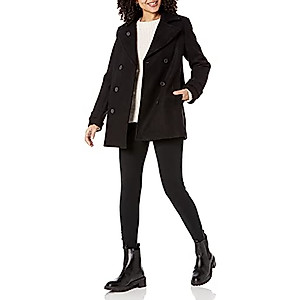 Amazon Essentials Women's Long-Sleeve Plush Peacoat, Black, Small