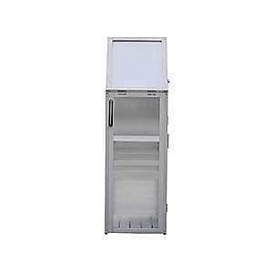 DHPM Greenhouse Cold Frame, Wooden Garden Raised Shelf Planter Mini Portable Stand Kit Indoor Plant Cabinet Triangular Top Grow Protection for Outdoor Patio Balcony Garden Backyard, 27"x 16"x 52" H