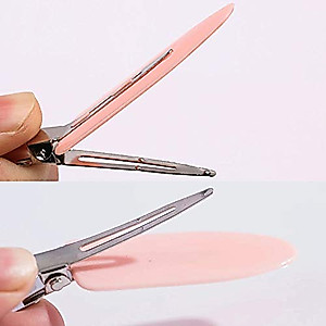 6 Pieces No Bend Hair Clips, No Crease Hair Clip for Hairstyling, Makeup Clips for Women and Girls (Black&Pink&White)