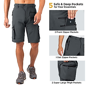Wespornow Men's-Hiking-Shorts Tactical Shorts Lightweight-Quick-Dry-Outdoor-Cargo-Casual-Shorts for Hiking Cycling (Dark Grey,L)