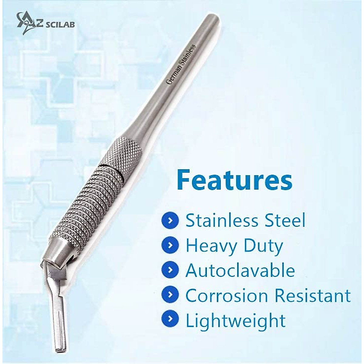 Deluxe 7-Position Adjustable Round Scalpel Handle #3, Stainless Steel (Fits Size 9-16 Scalpel Blades)