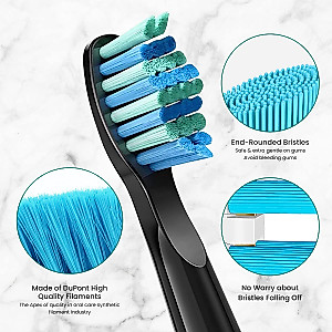 10 Pack Toothbrush Heads, Electric Toothbrush Replacement Heads Compatible with Fairywill Electric Toothbrush FW-507/508/515/551/917/959/2011/D1/D3/D7/D8 Fairy Will Black 10Pack