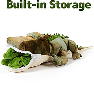 PREXTEX Plush Alligator Toys Stuffed Animal w/ 3 Alligator Baby Stuffed Animals - Big Alligator Zippers 3 Little Plush Baby Alligators - Alligator Plush Toys for Kids 3-5 - Gift for Alligator Lovers