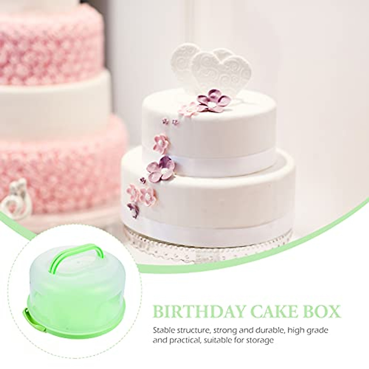 Hemoton Mini Cake Box Green Clear Cake Dome Boxes Cake Containers Carriers Cake Boards Individual Plastic Cake Pastries Muffin Cups Case Holder Containers for Dessert Cupcake 10 Inches Cake Keeper