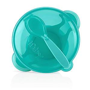 Nuby Easy Go Suction Bowl with Lid and Snap-in Spoon, Colors May Vary