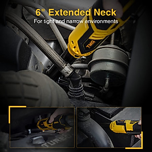 Meagle Extended Cordless Electric Ratchet Wrench, 3/8" 40 Ft-lbs 12V Long Reach Electric Ratchet Wrench Kit w/ 60-Min Fast Charge, Variable Speed, 2X2.0Ah Lithium-Ion Batteries, 7 Sockets& Tool Bag