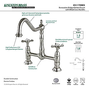 Kingston Brass KS1178BEX 8" Centerset Kitchen Faucet Less Sprayer, Brushed Nickel, 8-3/4" In Spout Reach