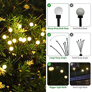undreem Solar Garden Lights Outdoor,Upgraded Solar Firefly Lights 4 Pack Waterproof Bright Warm White Pathway Decorative for Yard Patio Landscape Driveway Decor