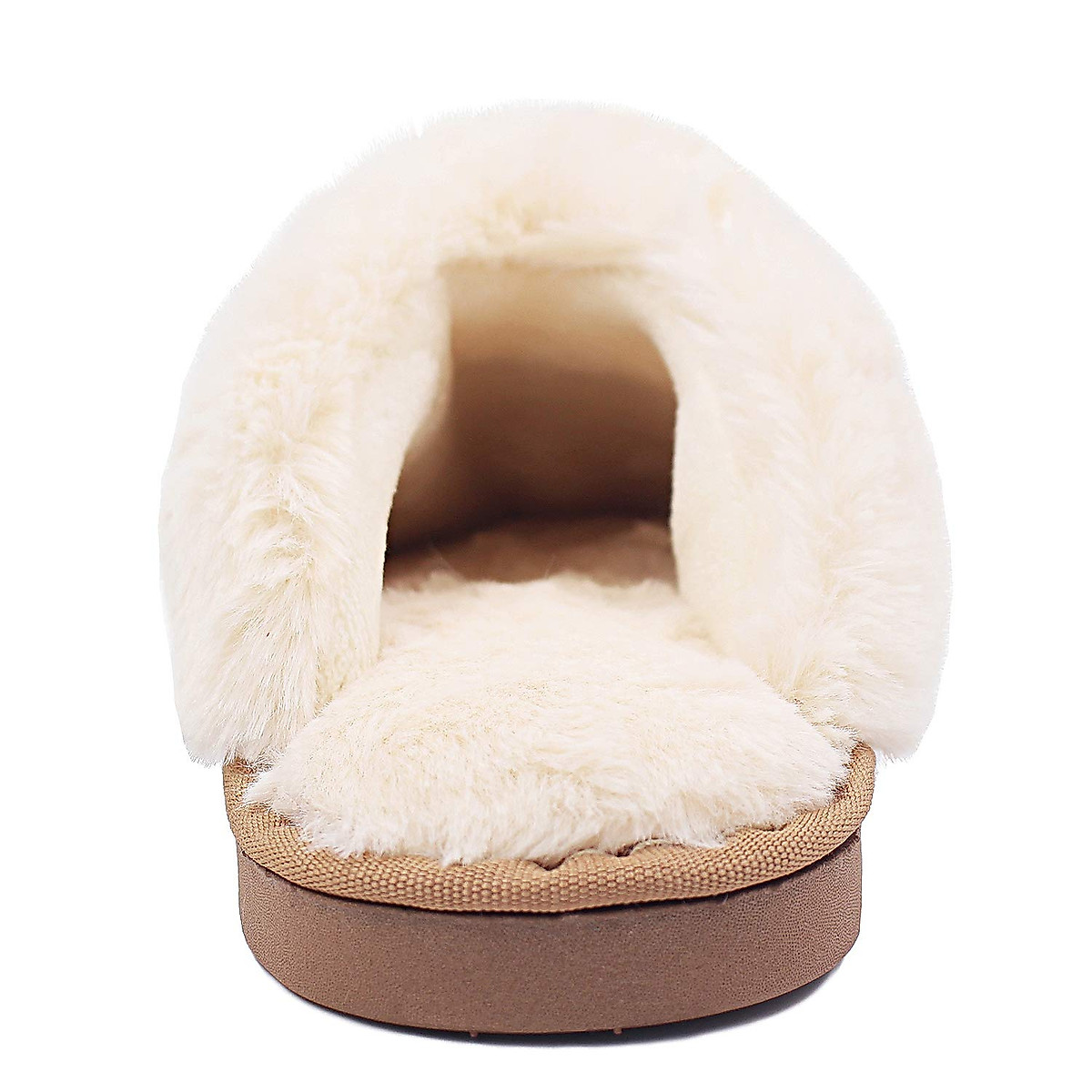 SUSHAN Womens Slippers Soft Plush Warm House Shoes Anti-Slip Fluffy Indoor/Outdoor Slippers Tan 8.5-9