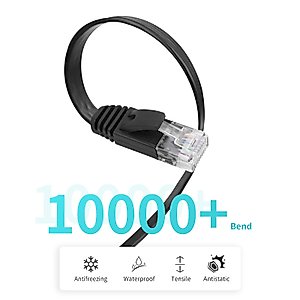 REXUS Retractable Cat 6 Flat Ethernet Network Cable 6.6 FT, 10 Gigabit High Speed LAN Wires Internet Patch Cable with RJ45 Connector for Xbox,PS4,Router, Modem,Switch(C6R20)