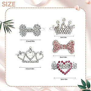 Dog Hair Bows Accessories Puppy Barrettes for Small Dogs Hair Girl Crystal Rhinestone Dog Hair Clips for Chihuahua Yorkie Shih Tzu Dog Tiara Dog Bows Grooming Pet Grooming Products 5 Pack (set of 5)