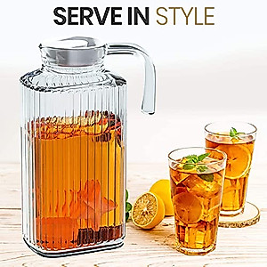 Fridge Pitcher – 60 OZ. Glass Water Fridge Pitcher with Lid By Home Essentials & Beyond Practical and Easy to use Fridge Pitcher Great for Lemonade, Iced Tea, Milk, Cocktails and more Beverages.
