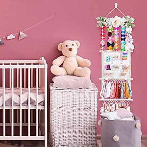 OOSAKU Headbands Holder for Girls Baby Hair Accessories Organizer Storage Wall Hanging Decor for Toddler Girls Room Wall Door Closet Hair Bows Organizer (fdzlq-5)