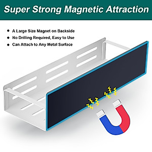 MFTEK Magnetic Spice Rack Organizer, 4 Pack Hanging Spice Rack for Refrigerator and Microwave Oven, Moveable Space Saving Fridge Shelf for Metal Cabinet, Black