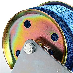 8milelake 2500lbs Hand Winch Hand Crank 2 Gear Strap Gear Winch Polyester Strap ATV Boat Trailer Heavy Duty (2500LBS)